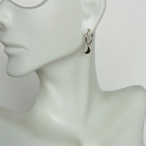 Crescent Moon Charm - Gold Moon Hoops - Wanderlust Hoops - Open Hoop ...