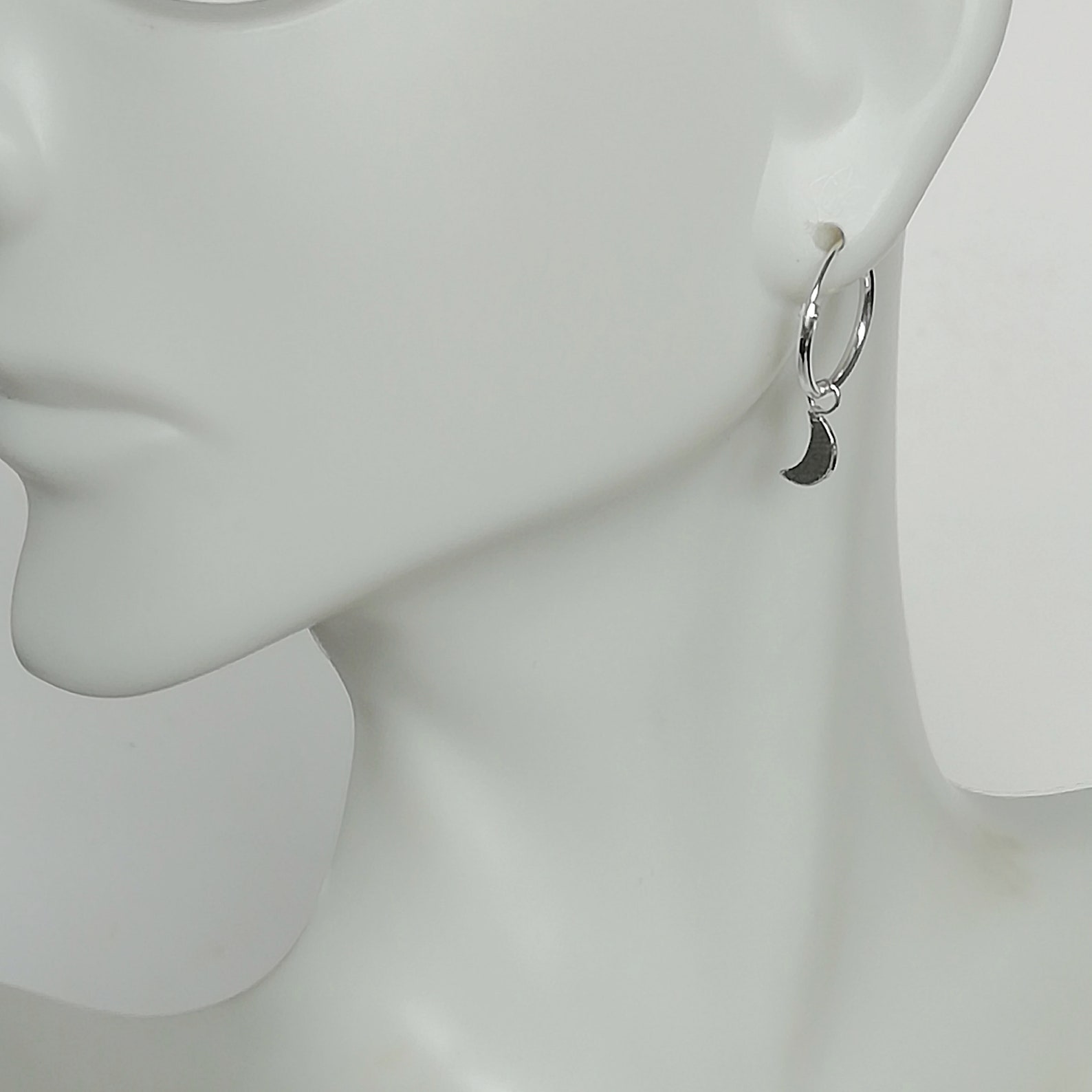 Crescent Moon Charm silver Moon Hoops Wanderlust Hoops - Etsy