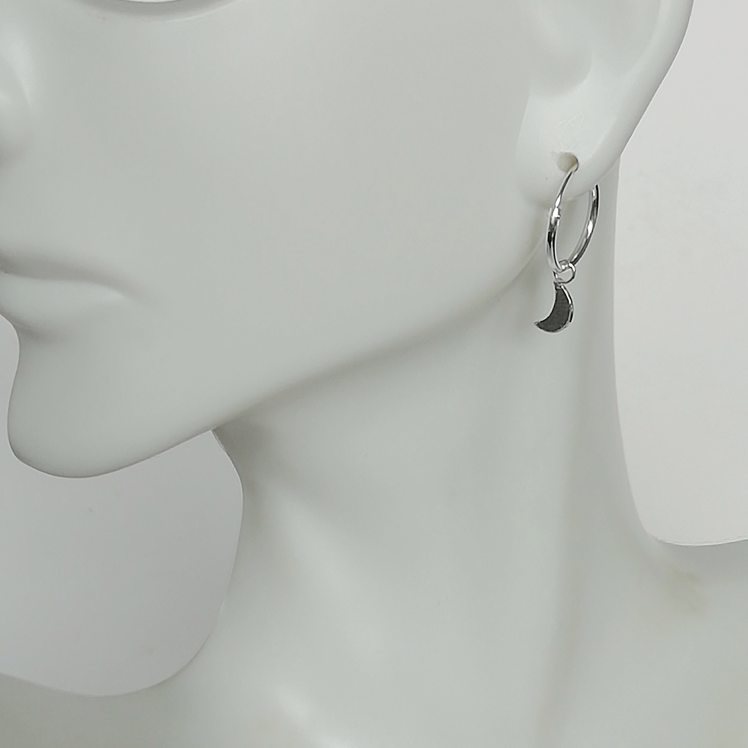 Crescent Moon Charm silver Moon Hoops Wanderlust Hoops - Etsy