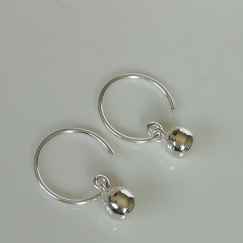 Sterling Silver Ball Hoops Silver Ear Hoops Minimalist Ear - Etsy