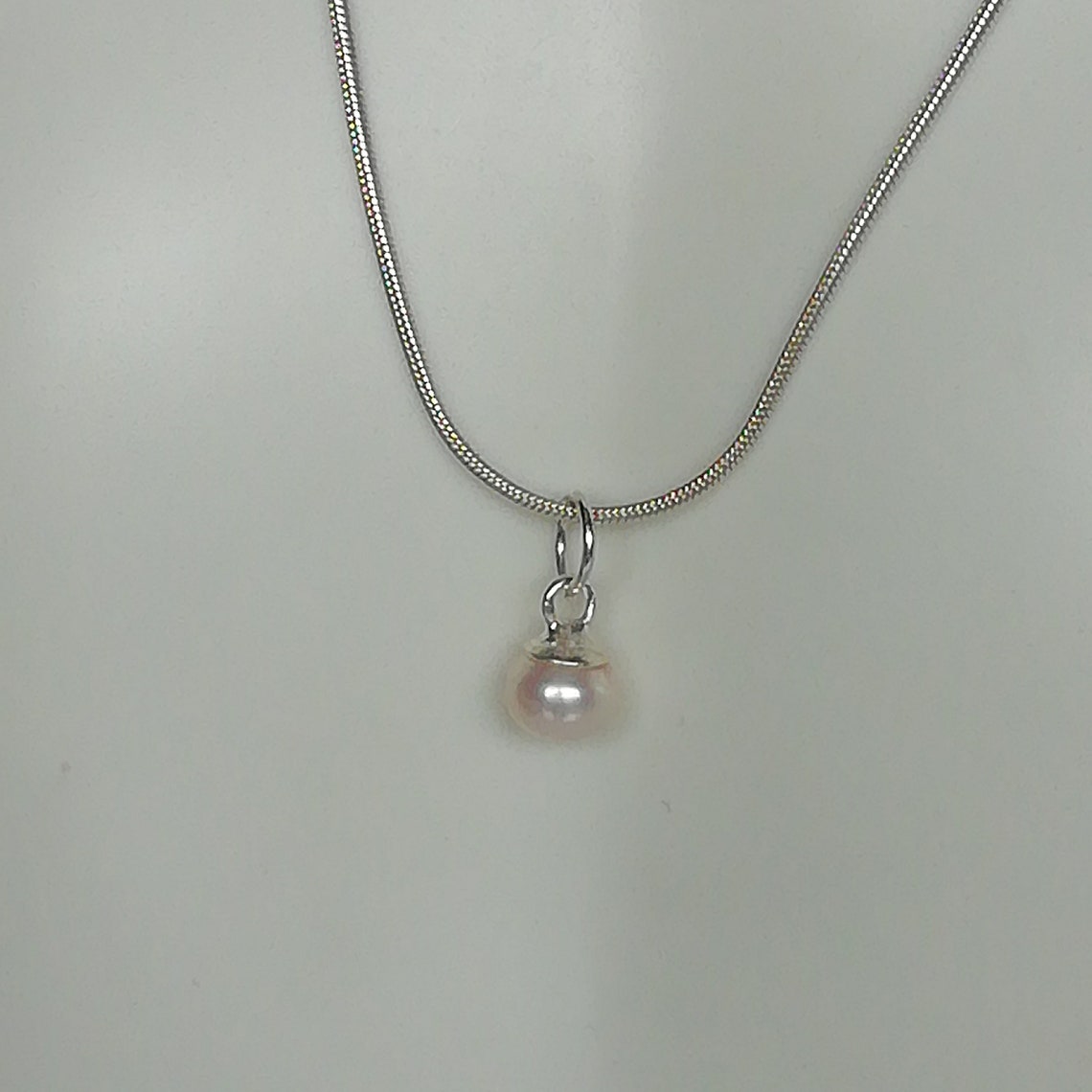 Pearl bead charm Sterling silver pearl pendant Minimalist | Etsy