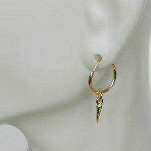 Gold Spike Charm Hoops - Gold Plated Hoops - Minimalist Hoops - 12mm ...
