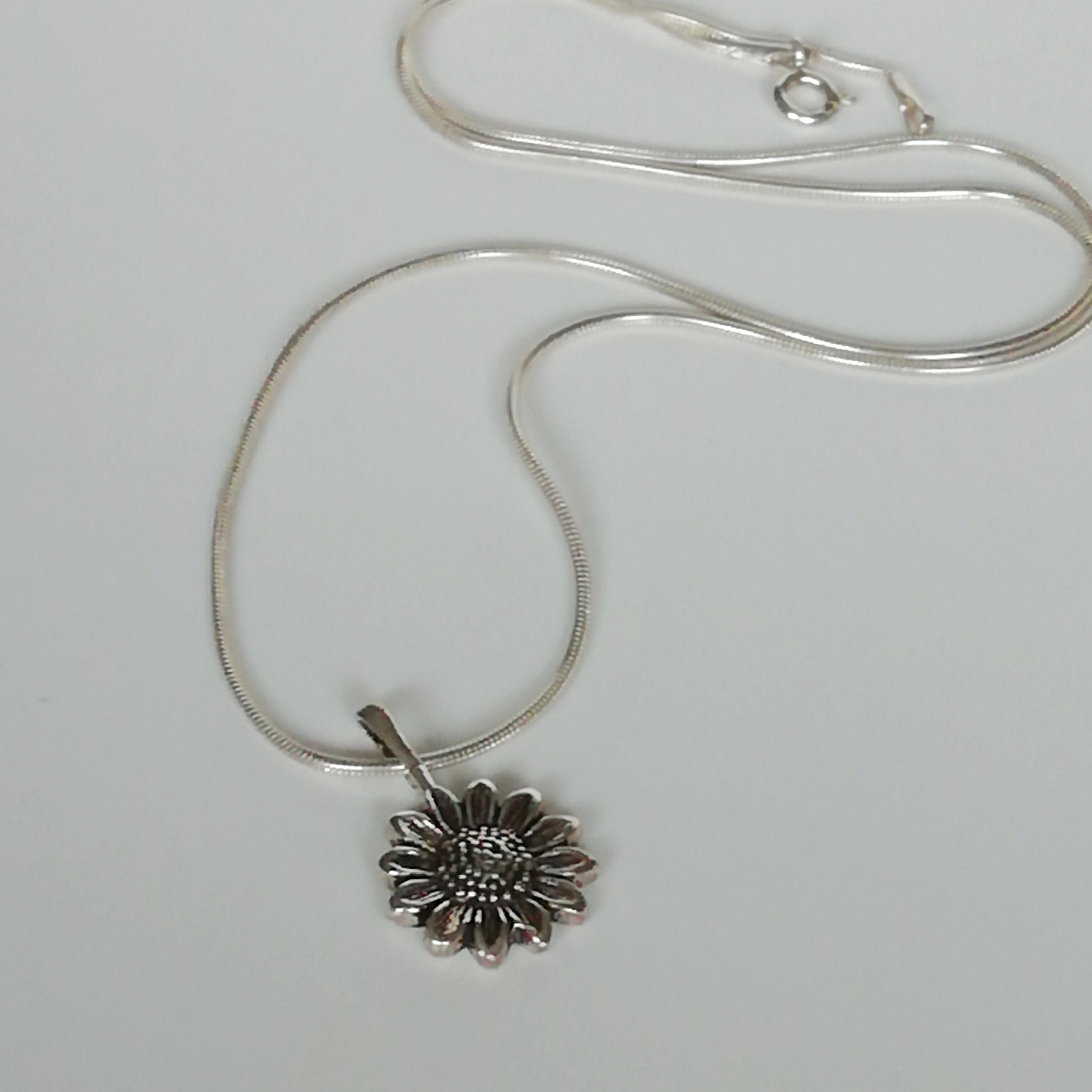 Sterling Silver Sunflower Charm Silver flower pendant | Etsy