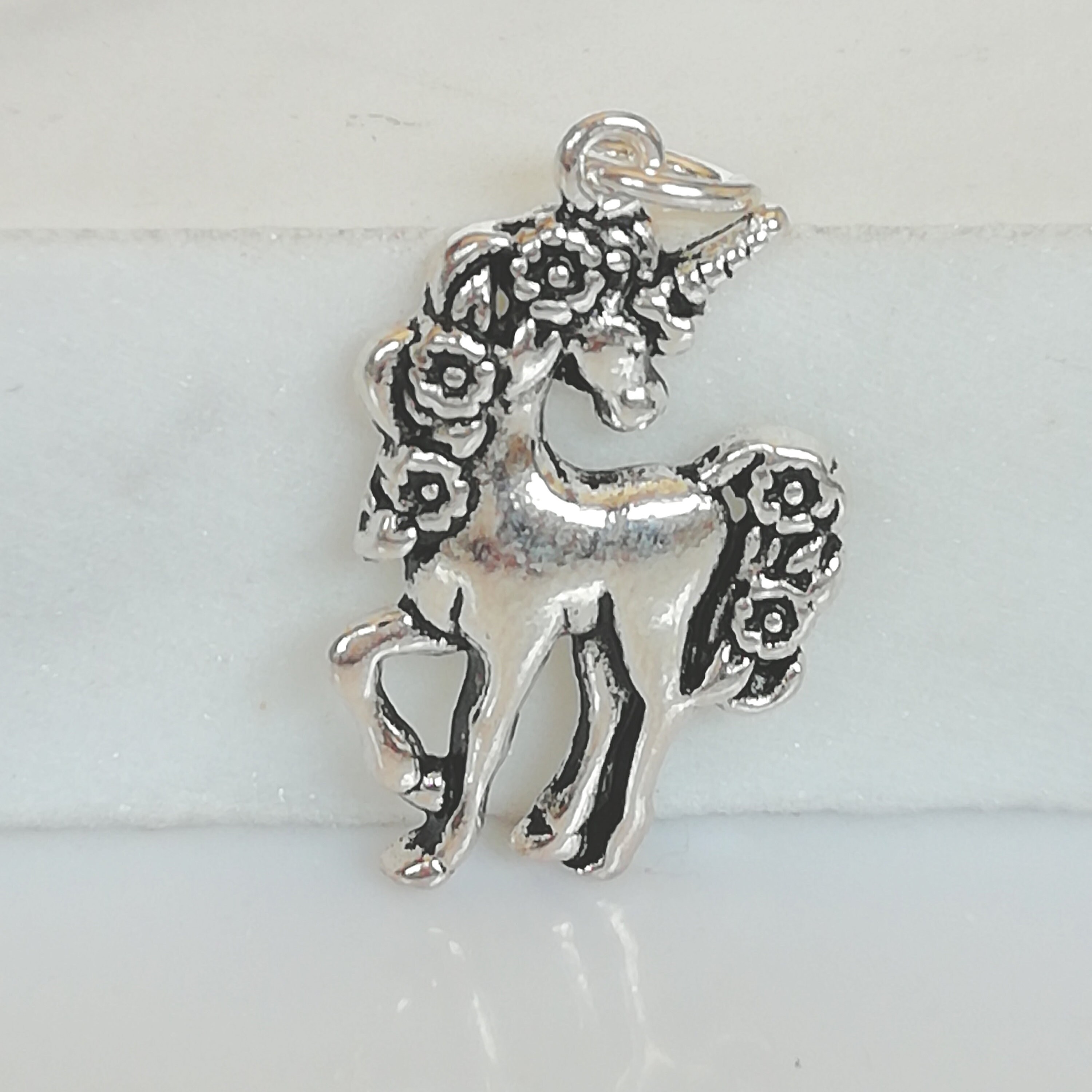 Silver Unicorn Charm - Charm Bracelet - Bohemian Jewelry - Silver ...