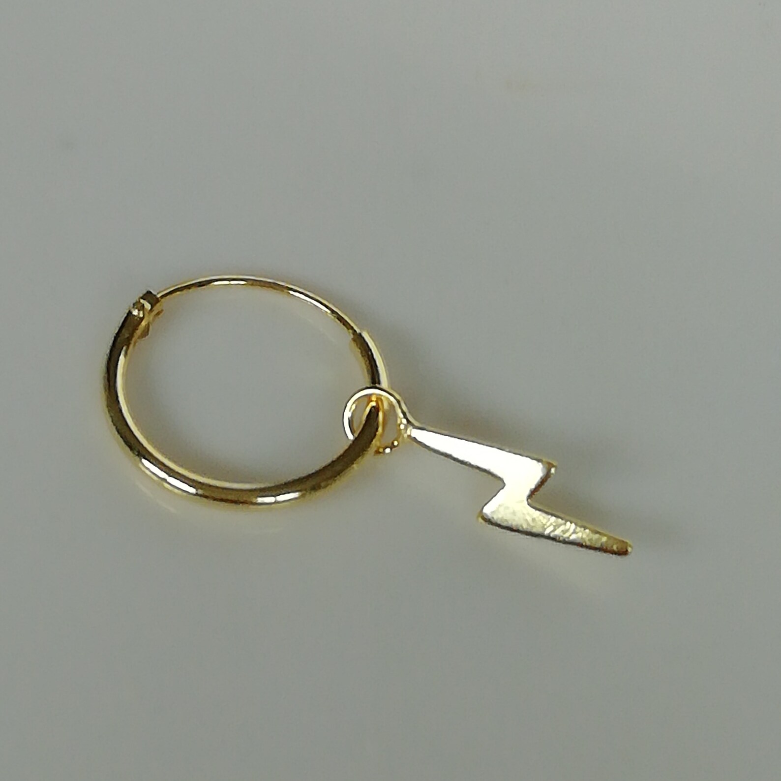 Gold Lightning Bolt Charm Hoops Minimalist Hoops 12mm Hoops Cartilage ...