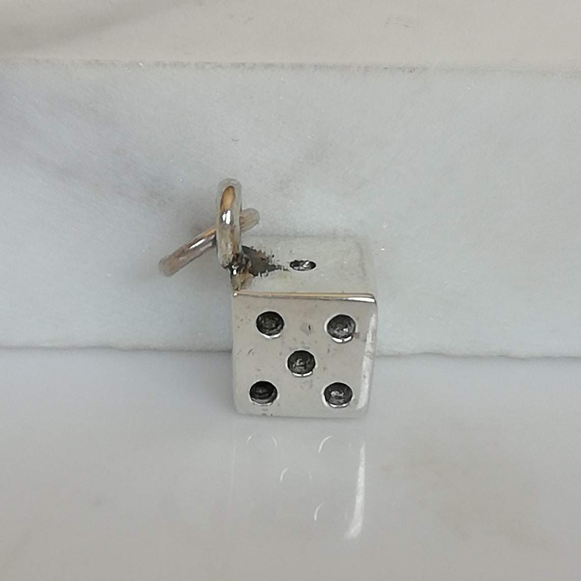 Sterling silver dice charm Dice pendant Bohemian pendant | Etsy