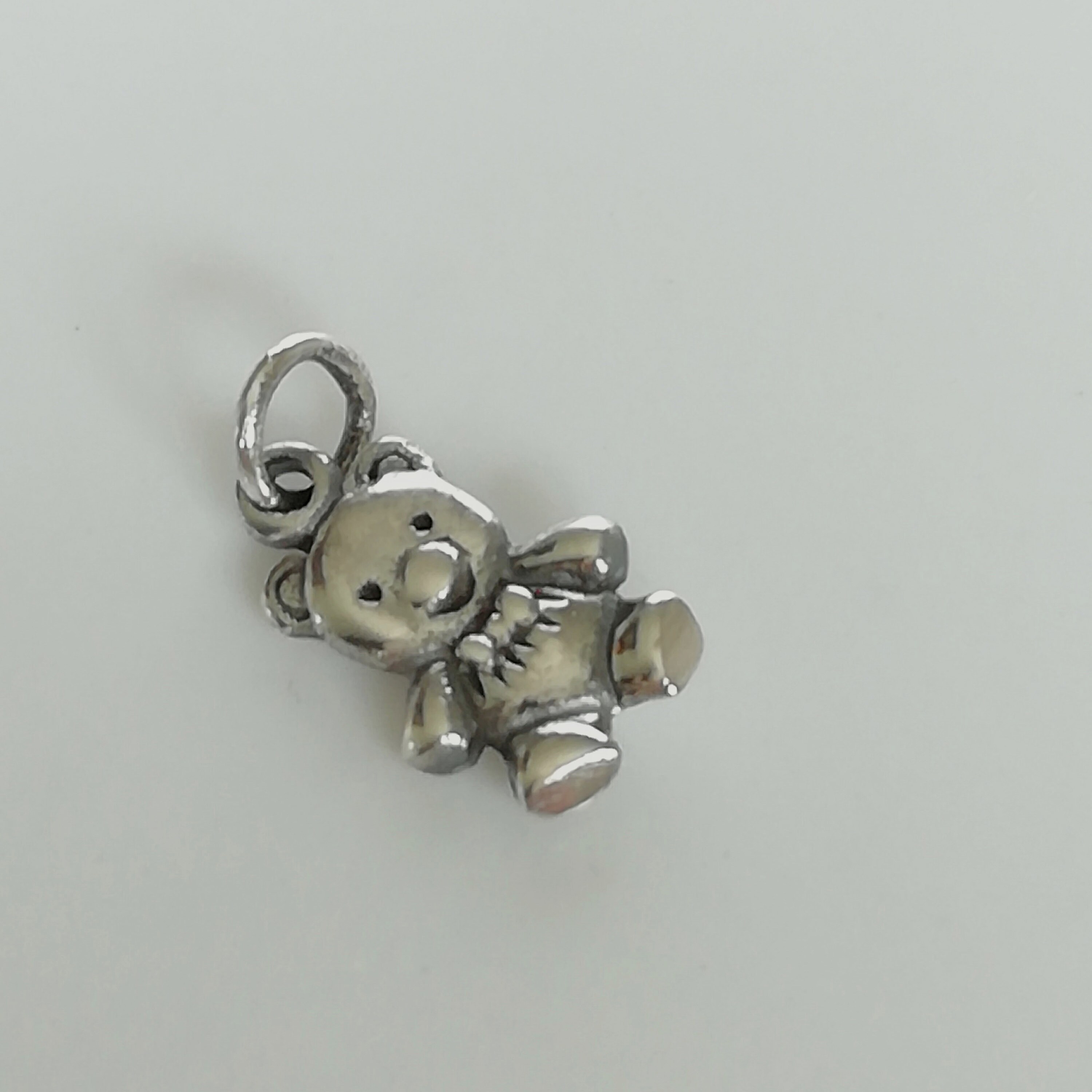 Teddy bear charm Sterling silver pendant Bohemian pendant | Etsy