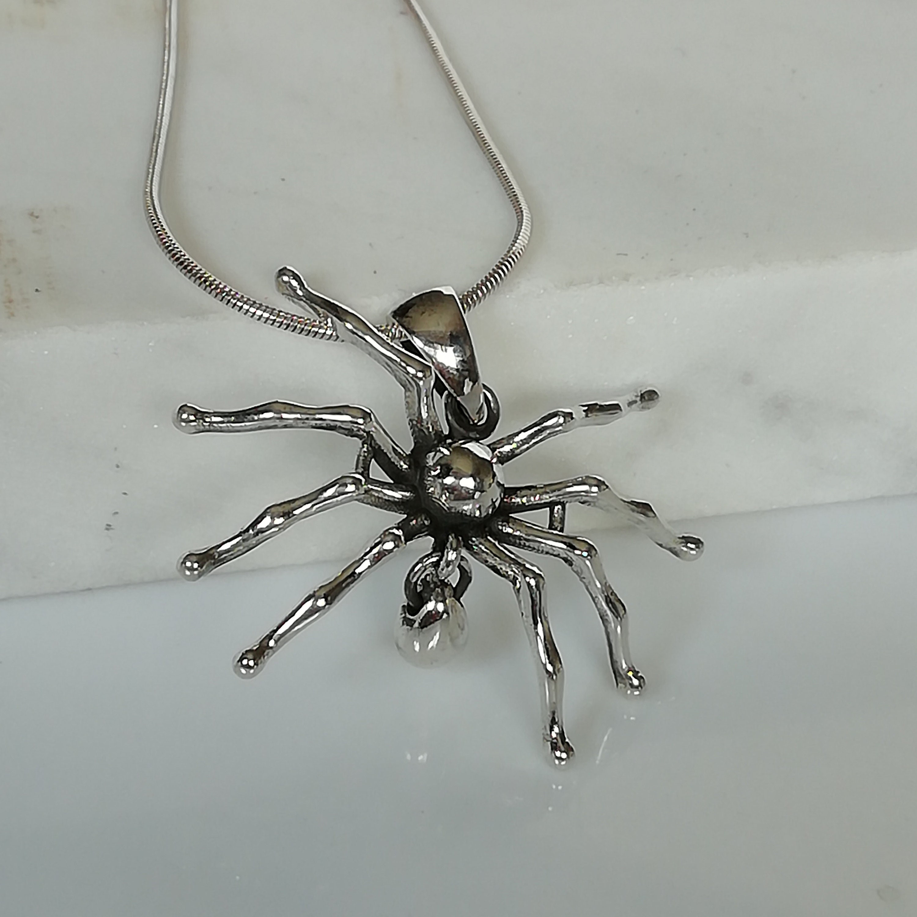 Spider pendant Sterling silver spider charm Spider charm | Etsy
