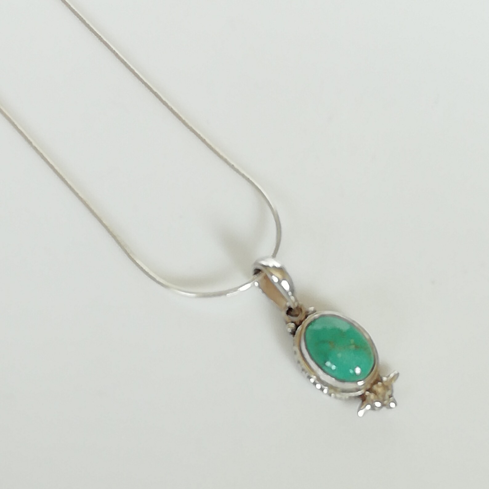 Turquoise Necklace - Tibetan Pendant - Gift for Mom - 925 Silver ...