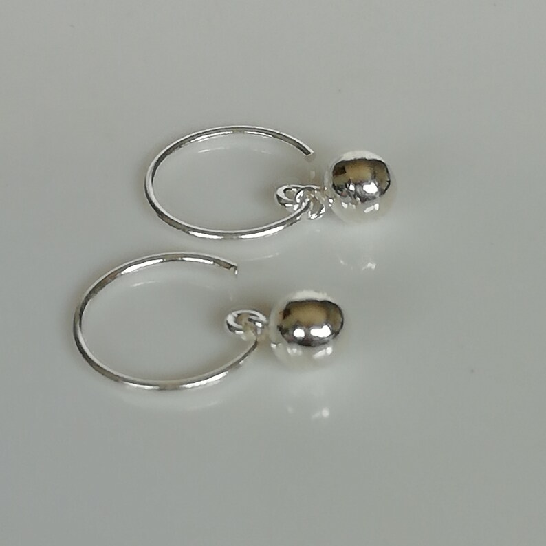 Sterling Silver Ball Hoops Silver Ear Hoops Minimalist Ear - Etsy