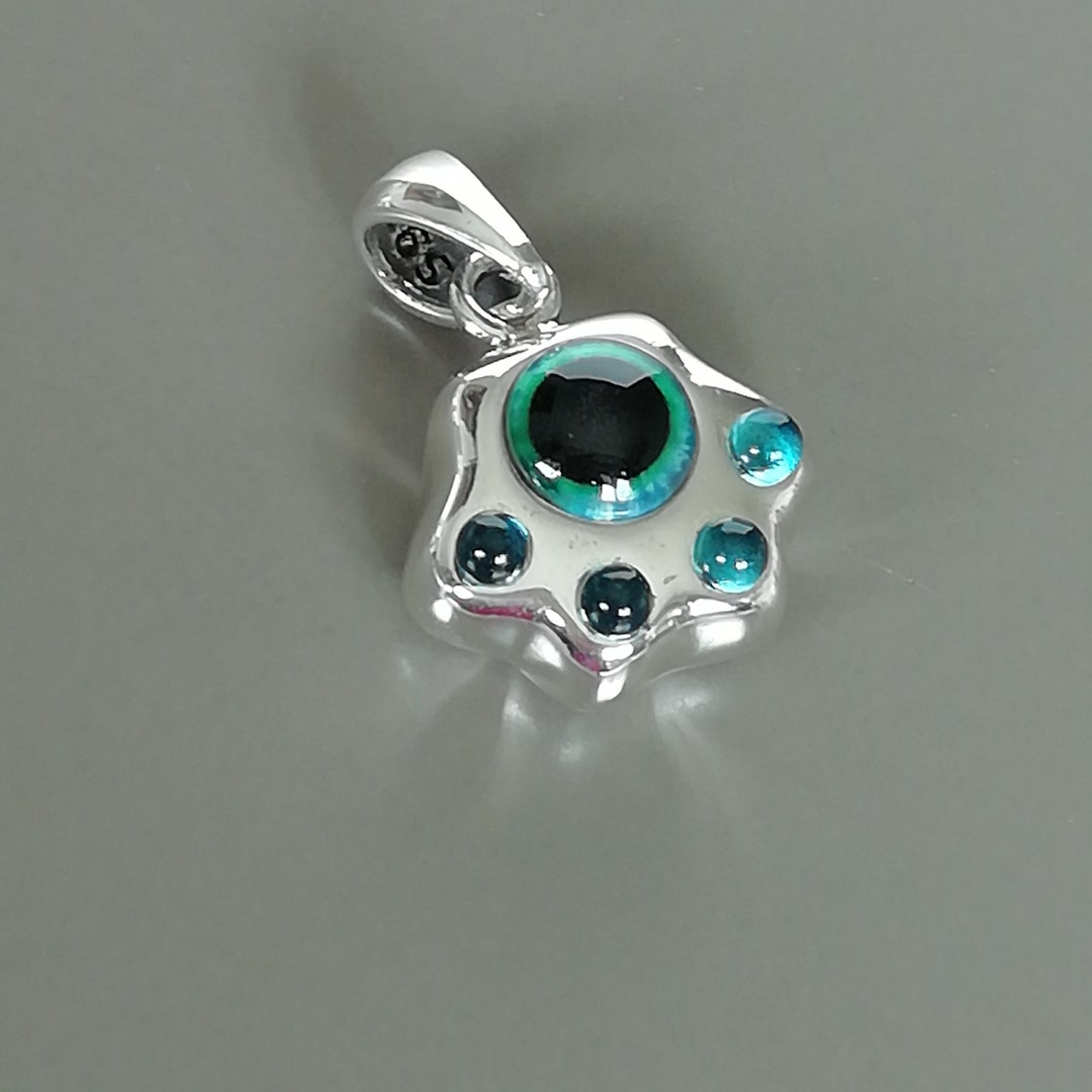 Tiny Paw Charm - Evil Eye Dog Paw Necklace - Paw Print Jewelry - Paw ...