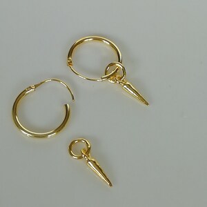 Gold Spike Charm Hoops - Gold Plated Hoops - Minimalist Hoops - 12mm ...
