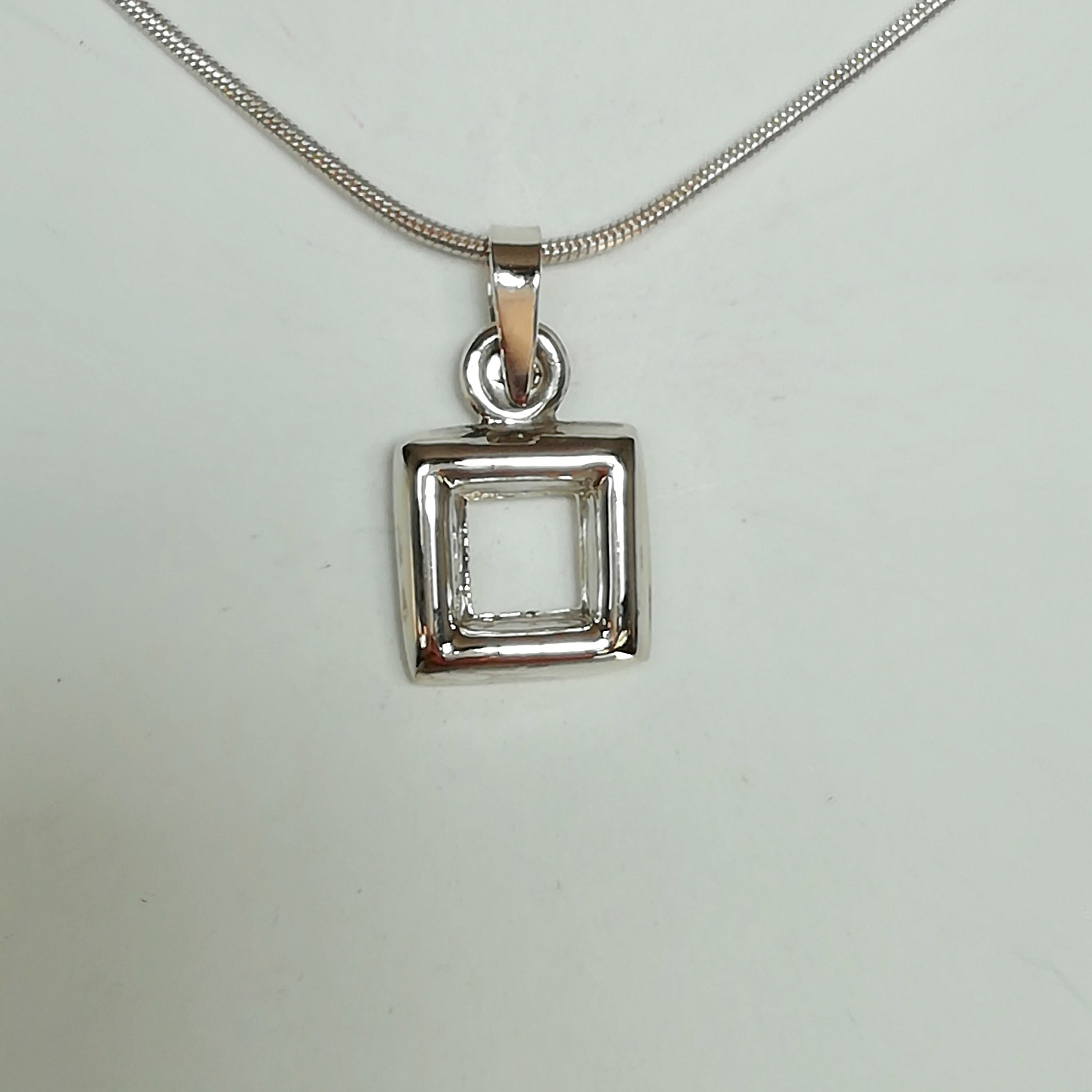 Square Pendant - Sterling Silver Square Charm - Geometric Necklace ...