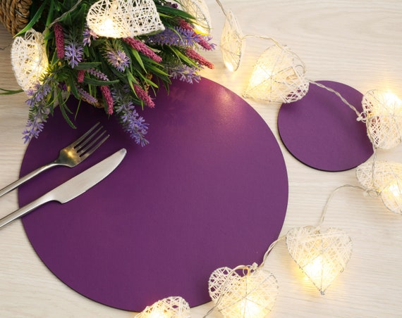 Set of 4 Elementry Purple Leatherboard Round Placemats and 4 - Etsy