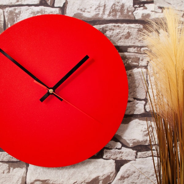 Red Wood Wall Clock - Etsy