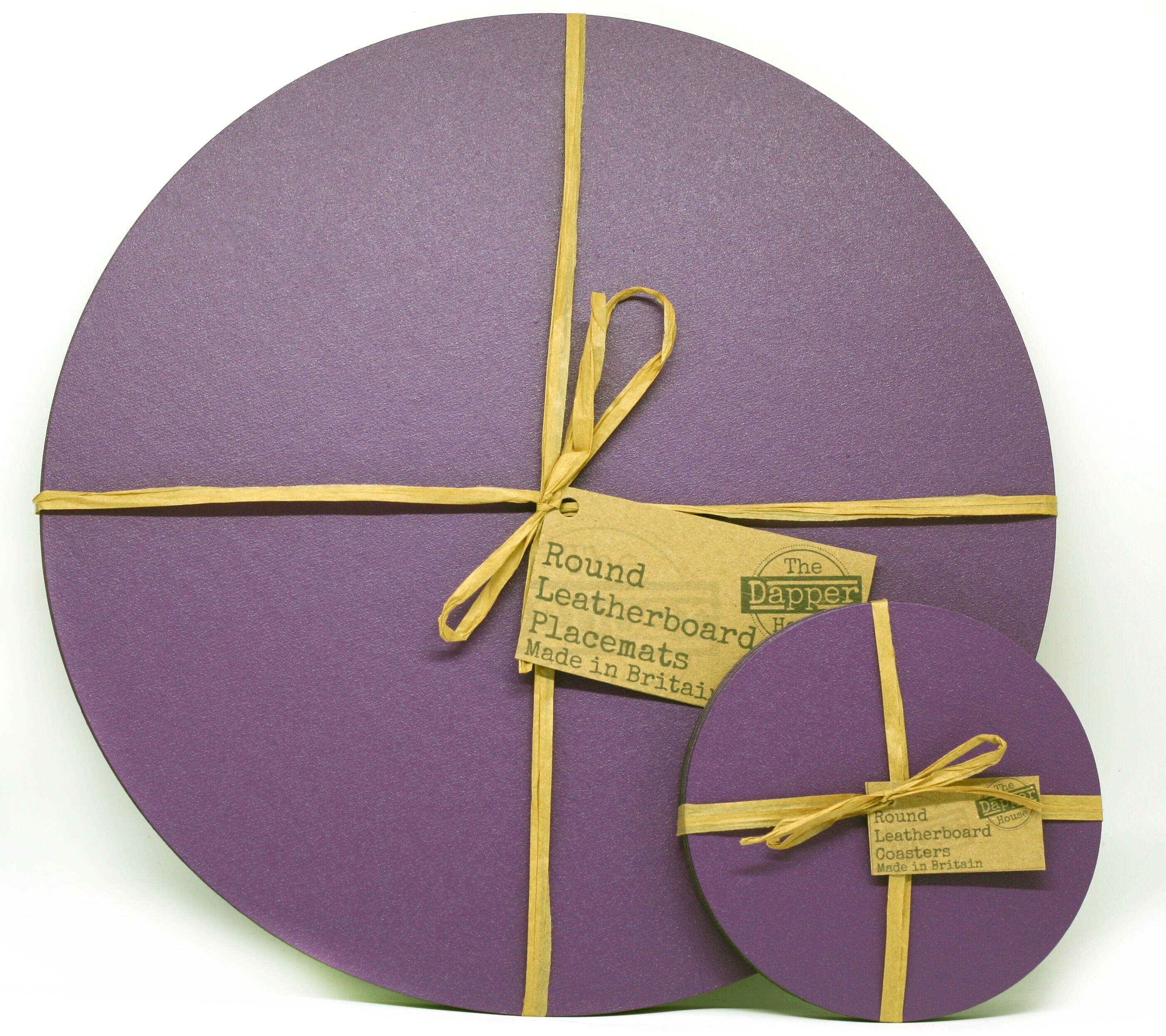 Set of 4 Elementry Purple Leatherboard Round Placemats and 4 Coasters ...