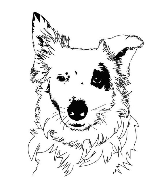 Pet Portrait Pet Lineart Pet Tracing Dog Face Trace Dog | Etsy