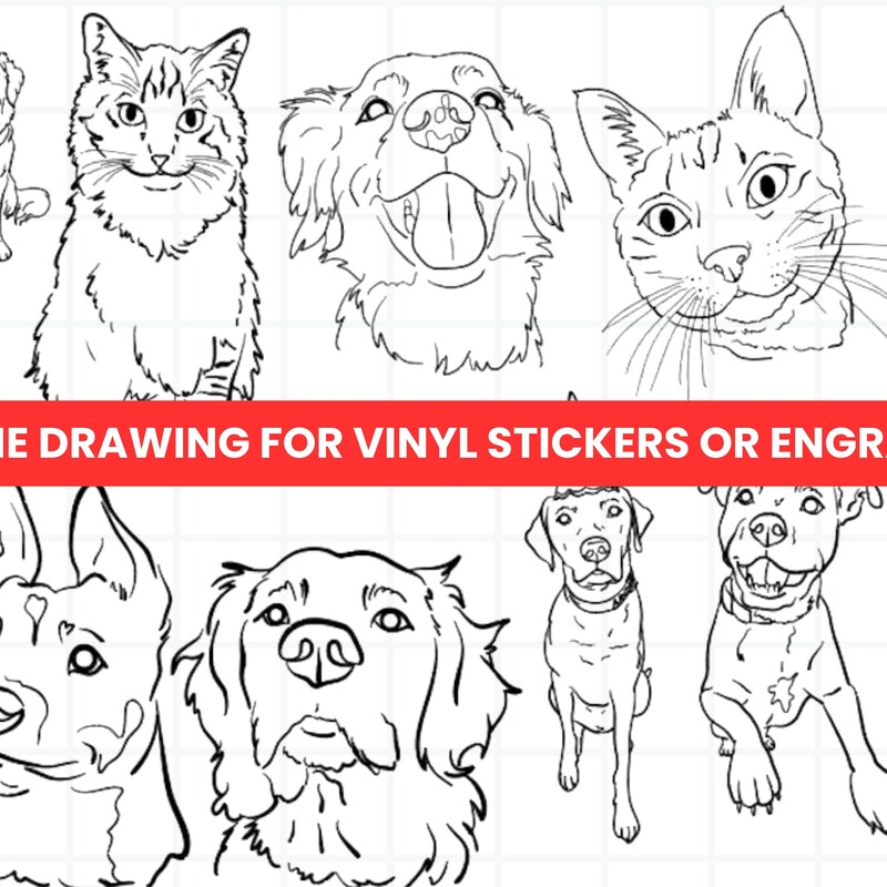 Pet Line Drawing - Etsy