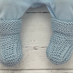 Light Blue Knitted Baby Booties, Newborn Essentials, New Baby Boy Gift ...
