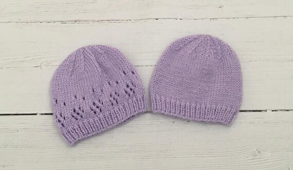 Lilac baby hats set of two newborn hats baby girl gift | Etsy