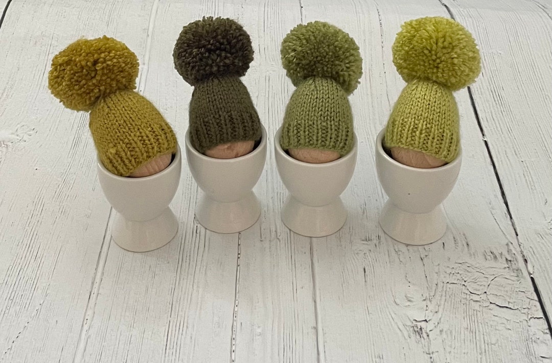 Set of Four Green Egg Cosies, Knitted Egg Cosy Set, Easter Gift ...