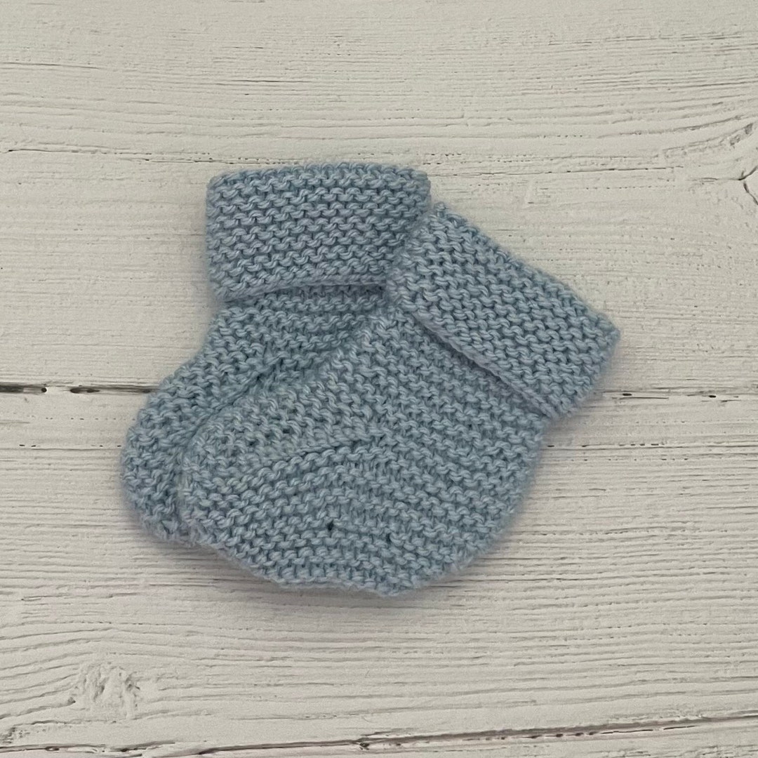 Light Blue Knitted Baby Booties, Newborn Essentials, New Baby Boy Gift ...