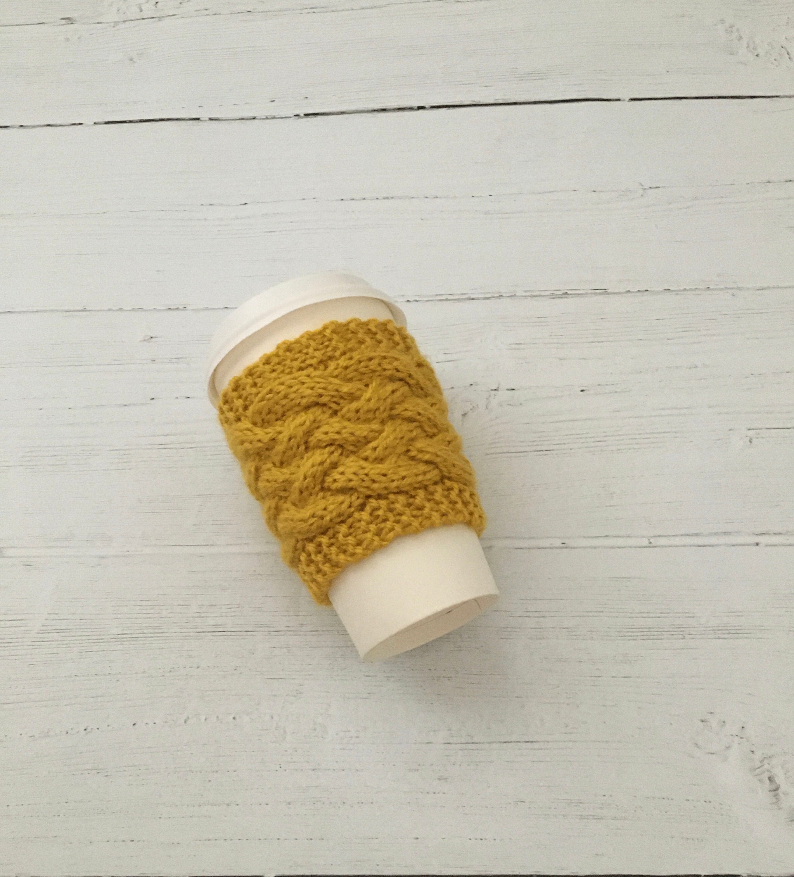 Cup Cozy Hand Knitted Mustard Yellow Cup Holder - Etsy UK