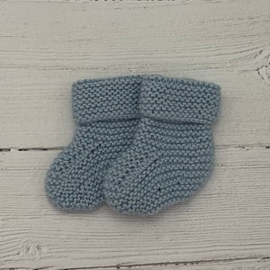 Light Blue Knitted Baby Booties, Newborn Essentials, New Baby Boy Gift ...