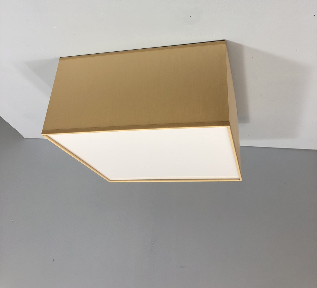 Square Lampshade Flushmount Lamp in Cappuccino Color. Square Textile ...