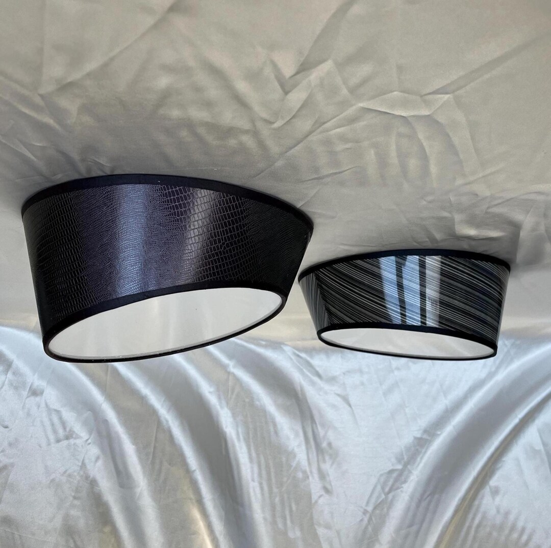 Handmade Red Fabric Drum Ceiling Lamp, Asymmetric Flushmount Light - Etsy