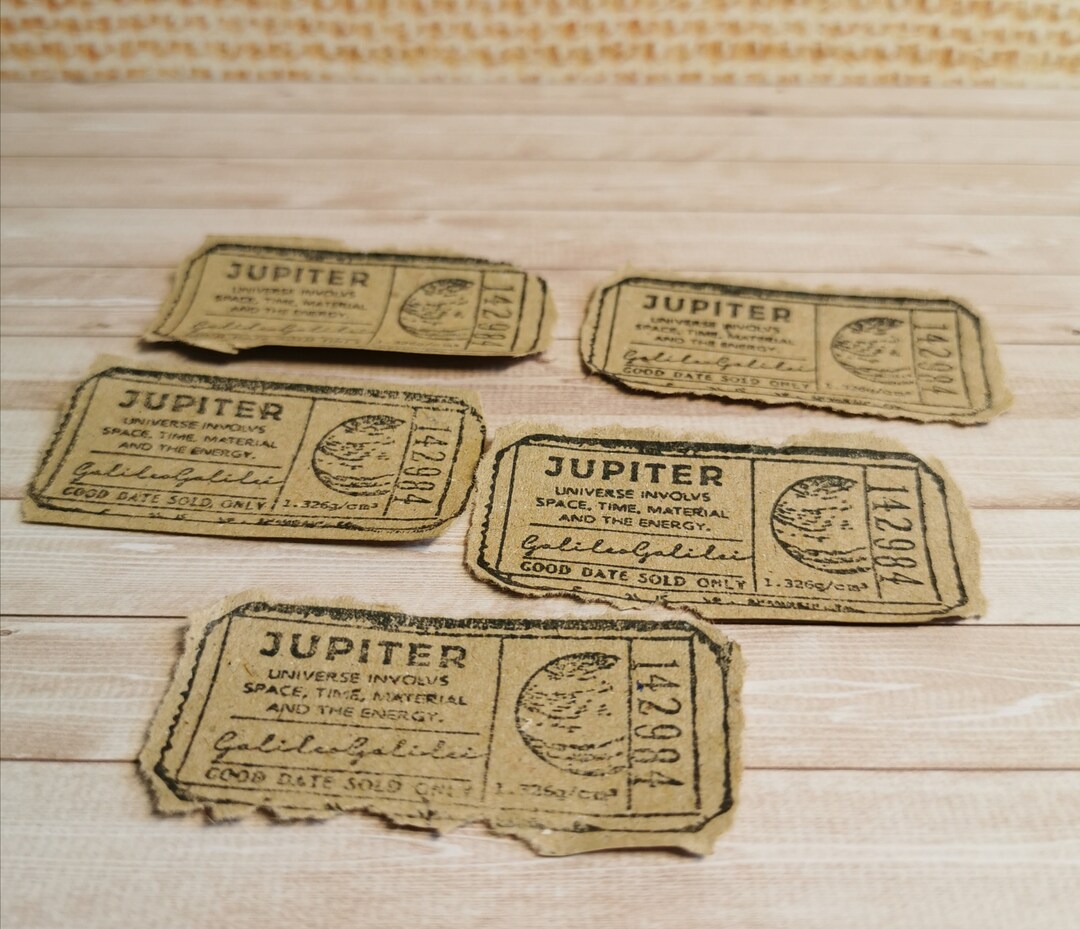 Fantasy Ephemera flight Ticket to Jupiter Set of 10 / Scrapbooking - Etsy