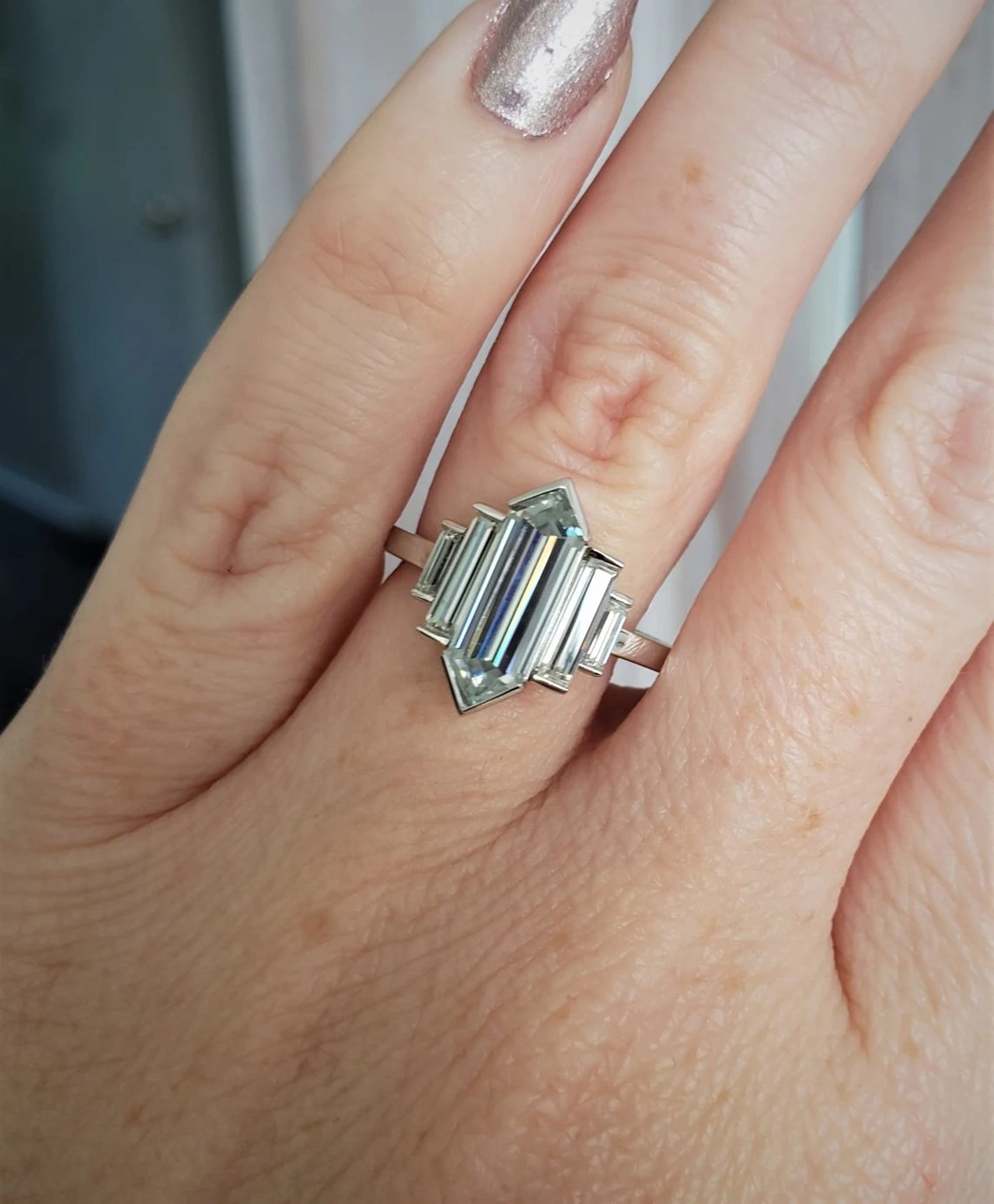 Beautiful Moissanite Elongated Hexagon Engagement Rings for - Etsy