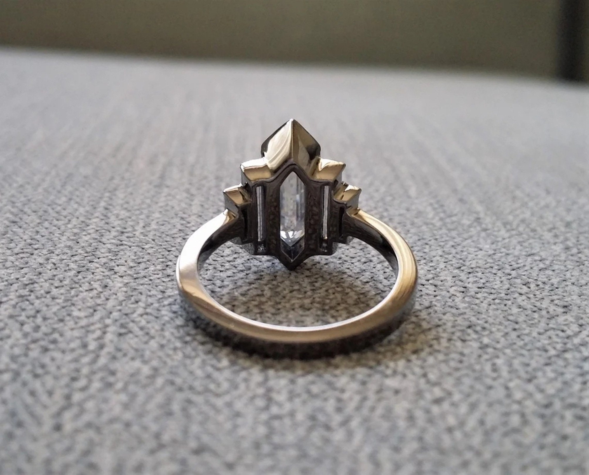 Beautiful Moissanite Elongated Hexagon Engagement Rings for - Etsy