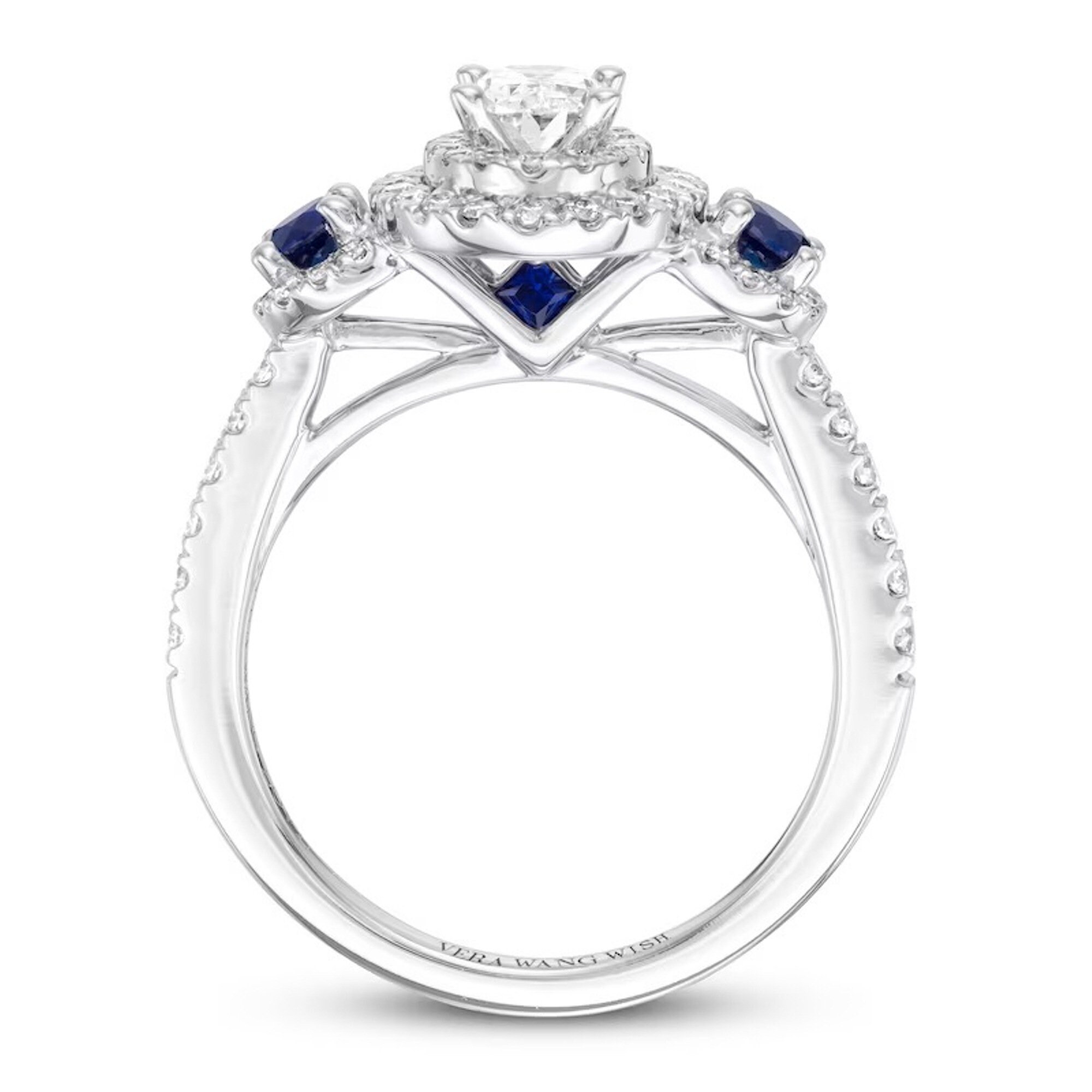 Vera Wang WISH Collection 1 Ct Oval Cut Diamond and Blue Sapphires ...