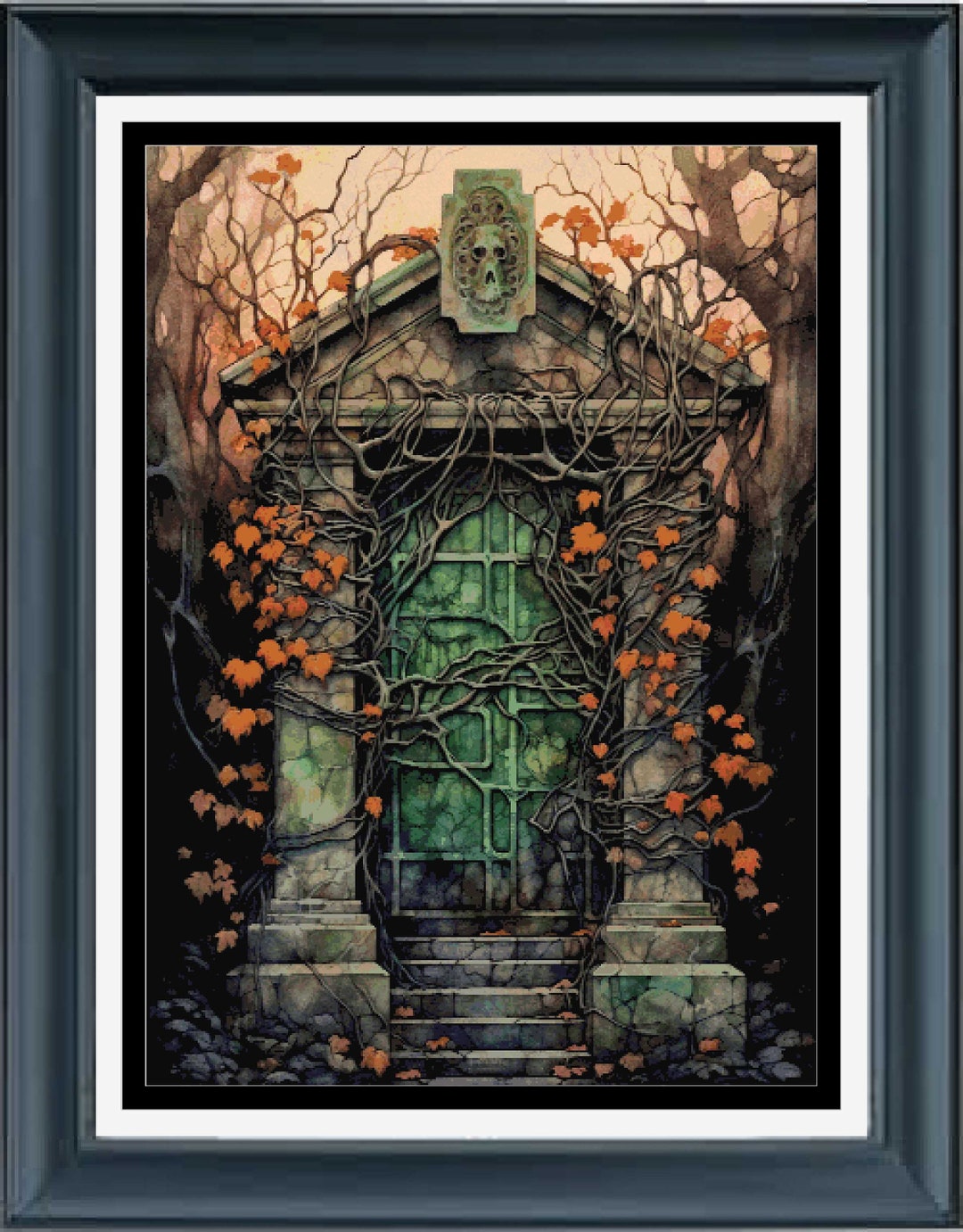 PDF Counted Cross Stitch Pattern - Halloween Vines Crypt. Printable ...