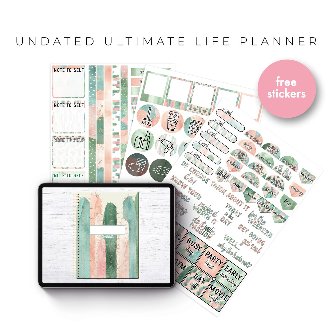 Undated Ultimate Life Planner in Pink Cactus Middle Spiral - Etsy