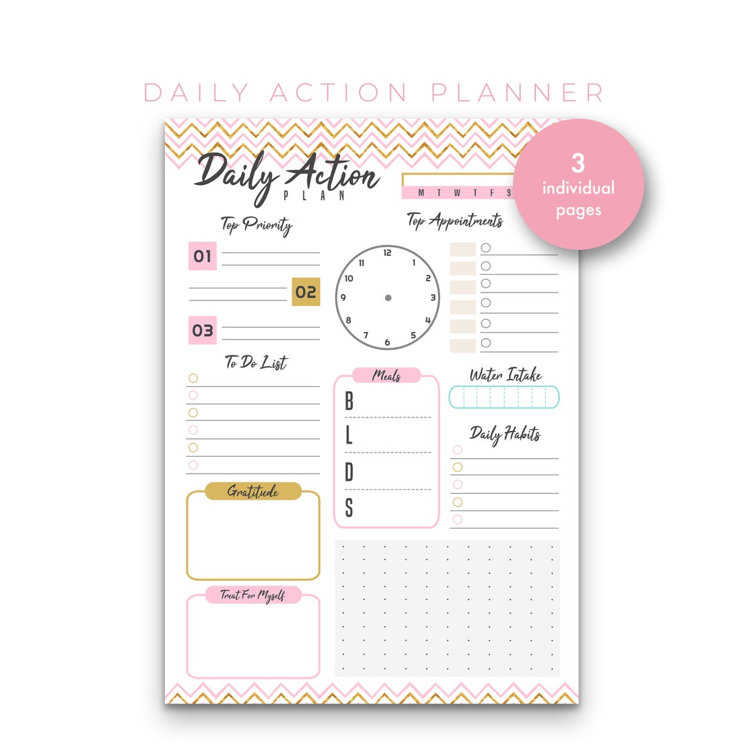 The Daily Action Planner Daily Plan of Action Daily Planner - Etsy