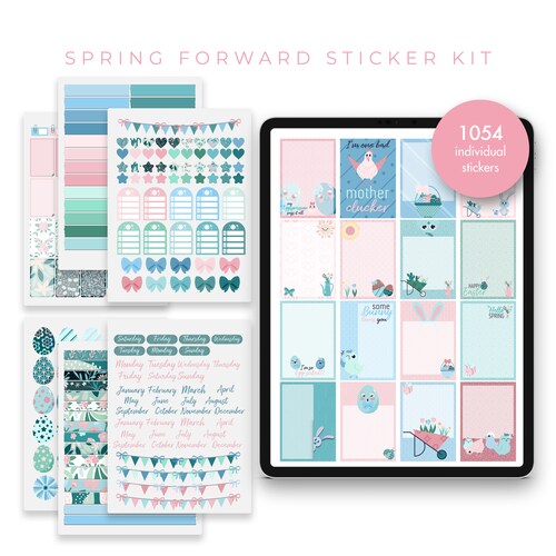 Notes & Overlay Shapes Digital Planning Sticker Set in Bright | Etsy