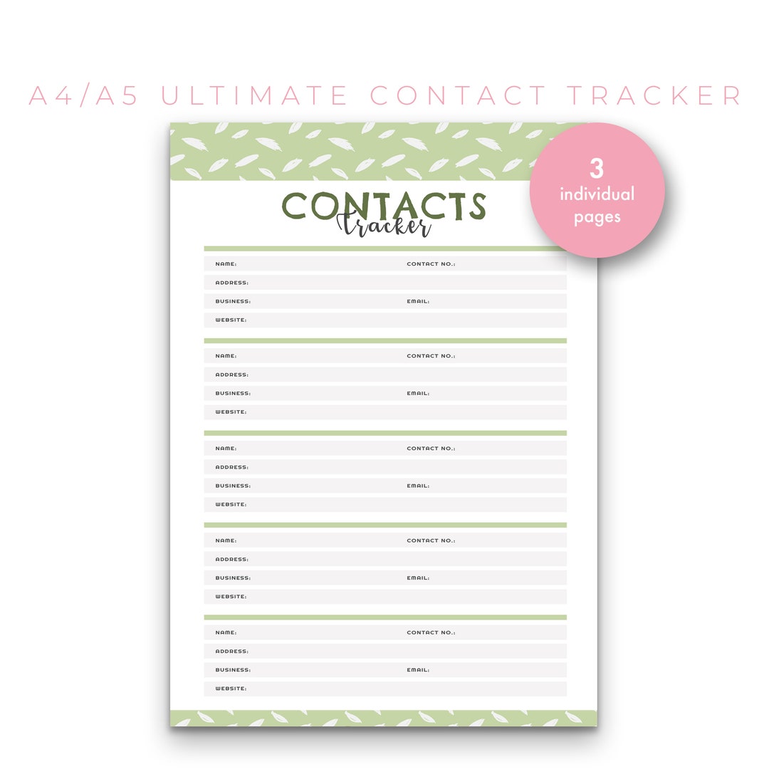 The Ultimate Contact Tracker Contact Planner Contacts Page - Etsy