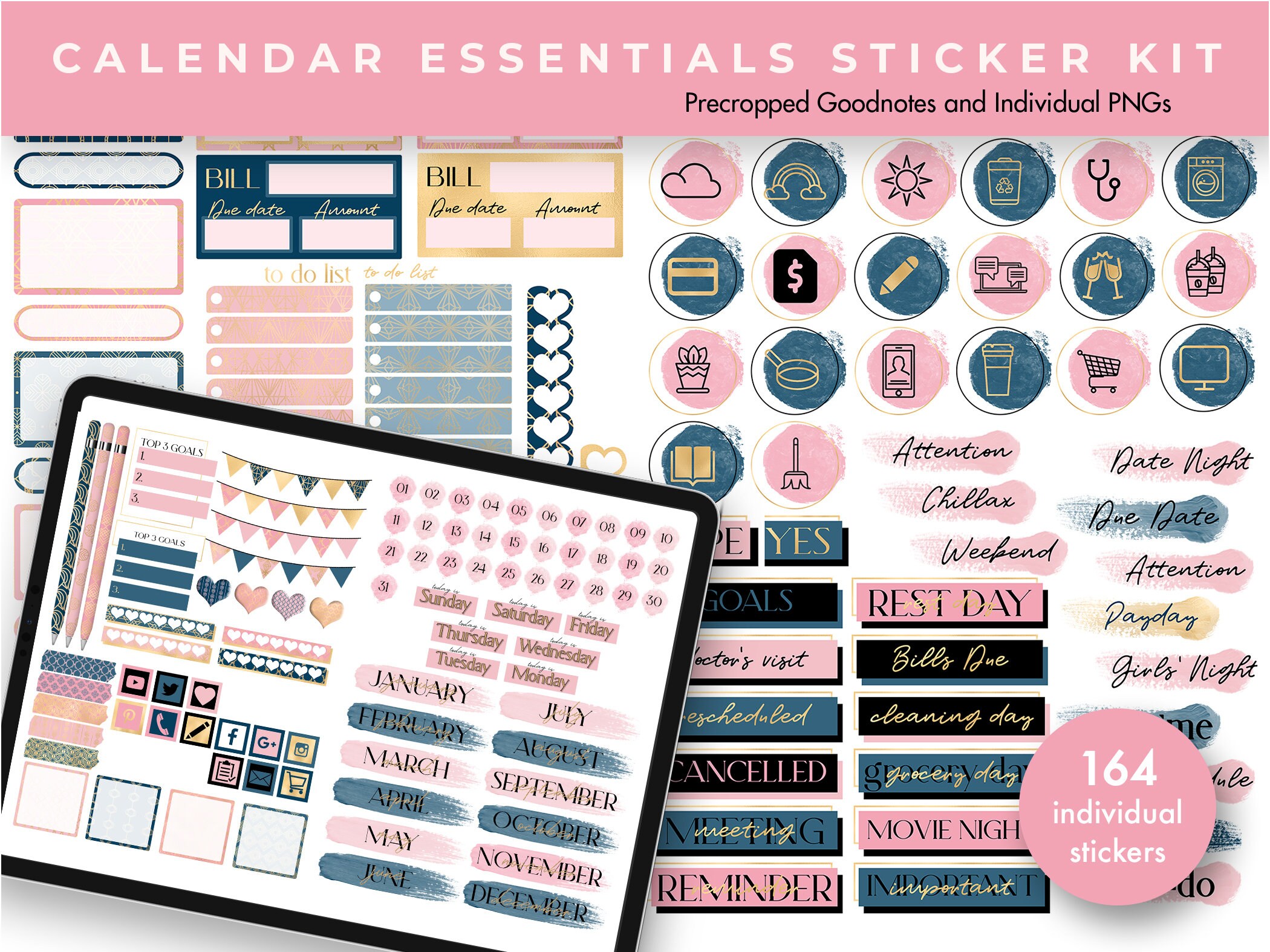 Digital Planner Stickers Digital Stickers Goodnotes - Etsy UK