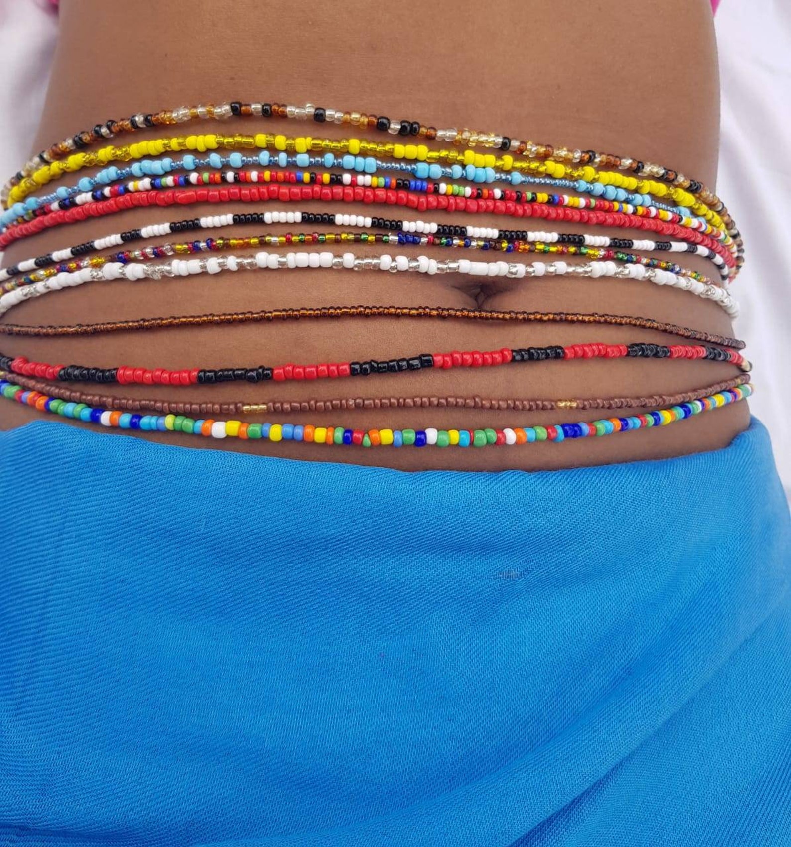Ethnic Waist Beads African Woman Wearing Waist Beads Etsy
