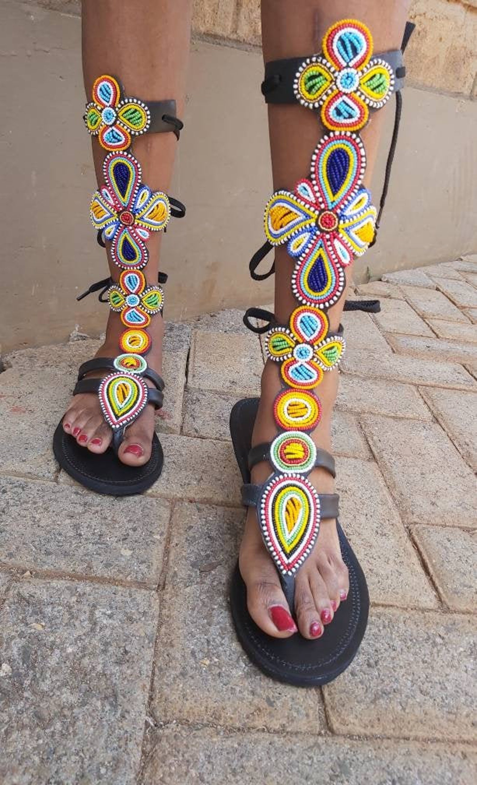 Women's Fashion/african Sandal/bohemian Sandal/beaded - Etsy