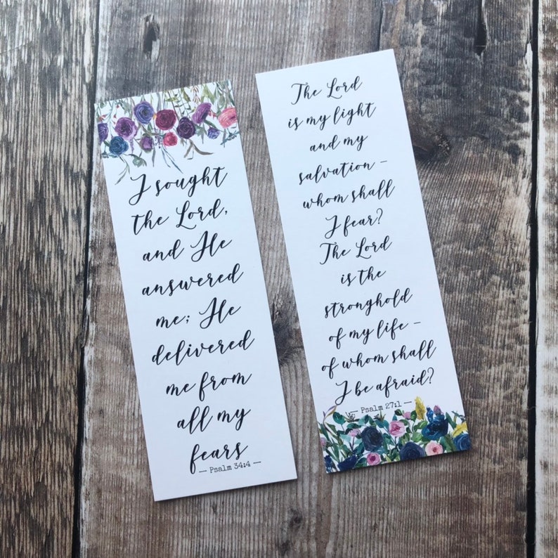 Set of 2 Christian Bookmarks Bible Verse Bookmark Psalm 27 - Etsy