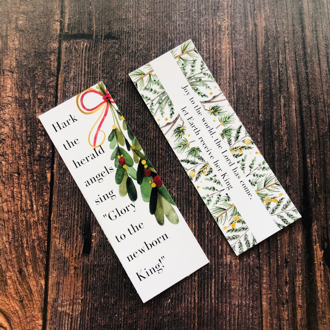 Set of 2 Christmas Christian Bookmarks Christmas Carol Bookmarks Joy ...