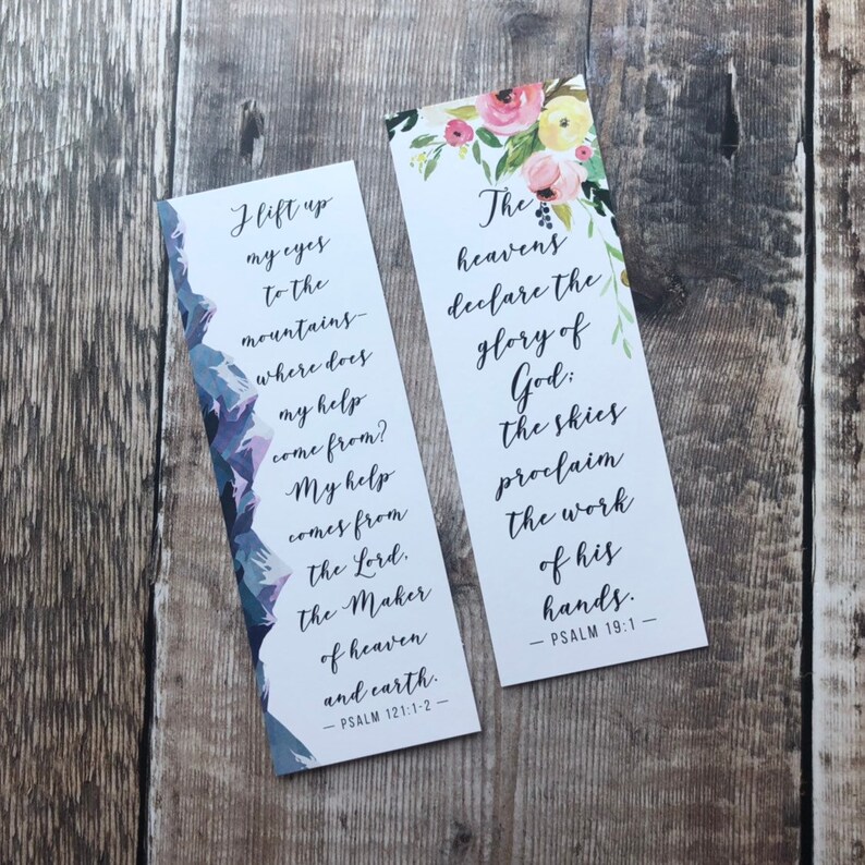 Set of 2 Christian Bookmarks Bible Verse Bookmark Psalm 19 & 121 ...