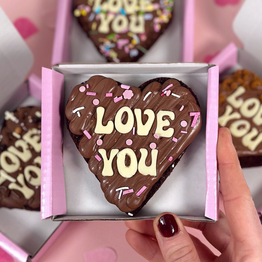 Mini Heart Brownie Slab / Postal Brownies / Letterbox Brownies / Love ...