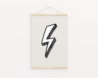 Lightning Bolt Downloadable Print, Boy Nursery Decor, Kids Room, Cream ...