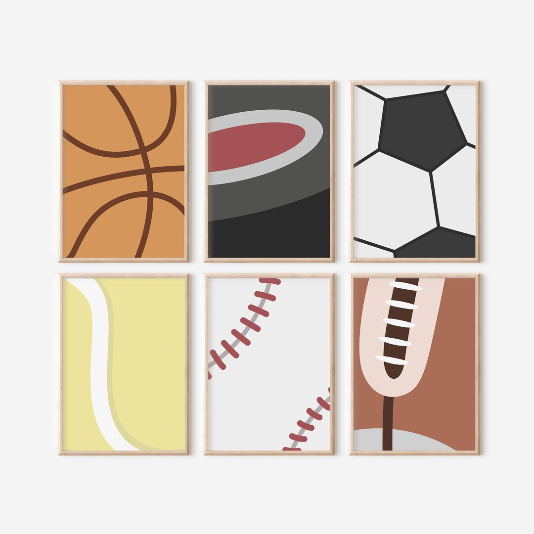 Modern Sport Gallery Wall Set of 6 Downloadable Prints, Monochrome Boy ...