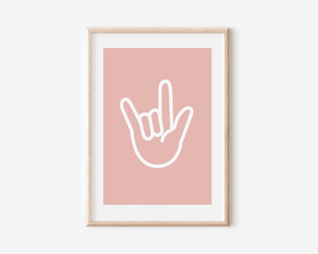I Love You ASL Sign Pink Digital Print, Neutral Wall Art, Neutral ...