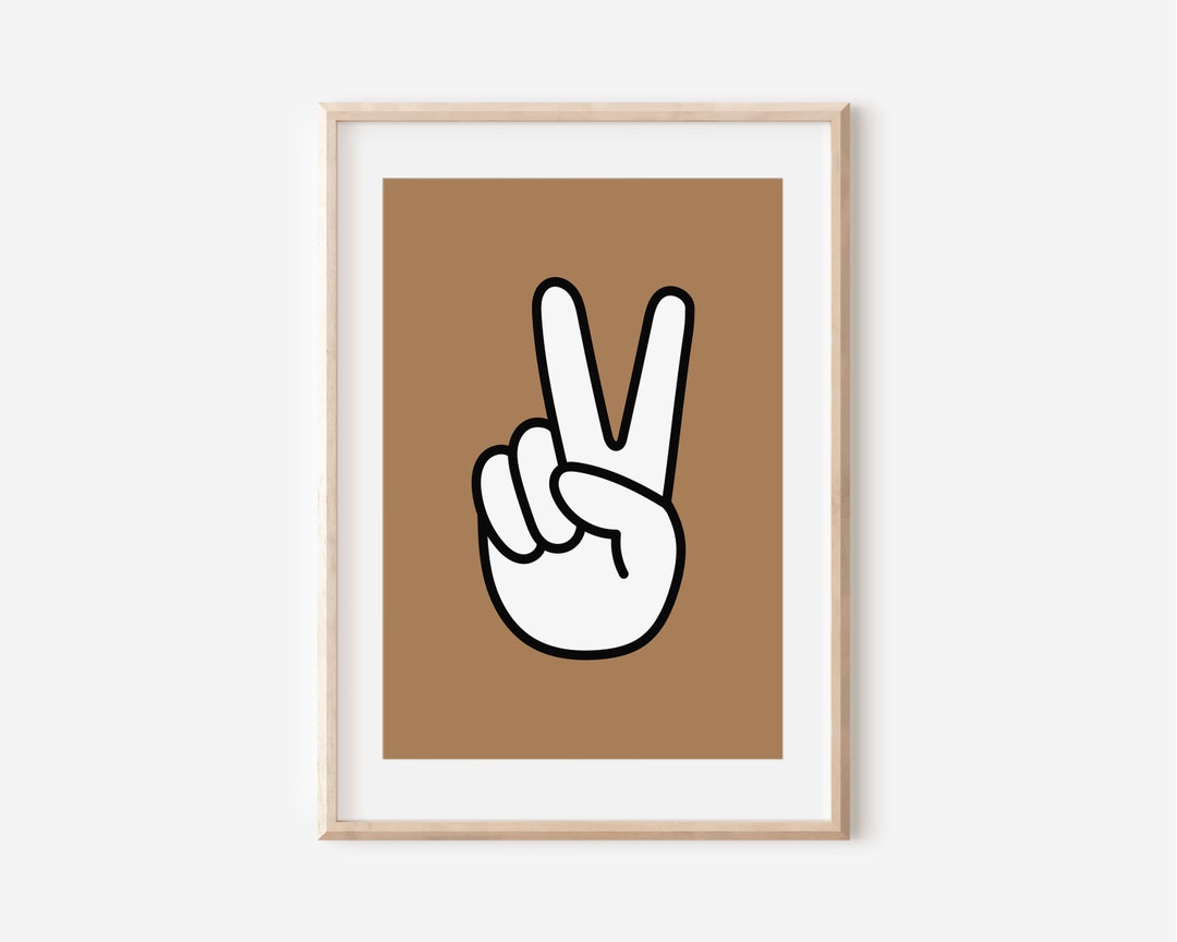 Brown Peace Sign Downloadable Print, Peace Hand, Kids Room Wall Art ...